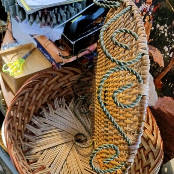 Vintage | Accents | Vintage Bamboo Wicker Basket 44 Wickermetal Wicker ...